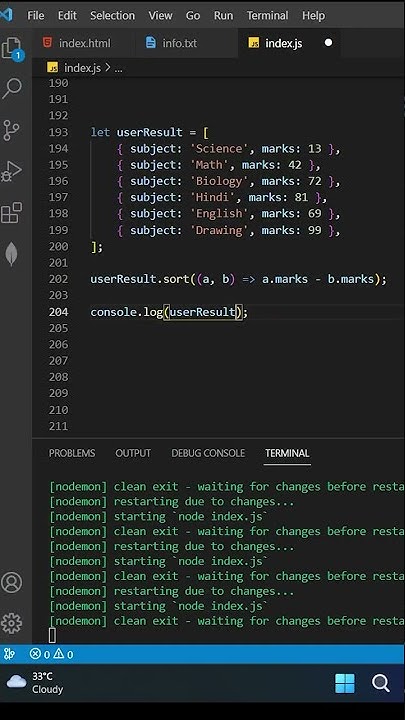 Sorting array [{ }, { }] of object in Javascript #shorts #shortvideo - YouTube