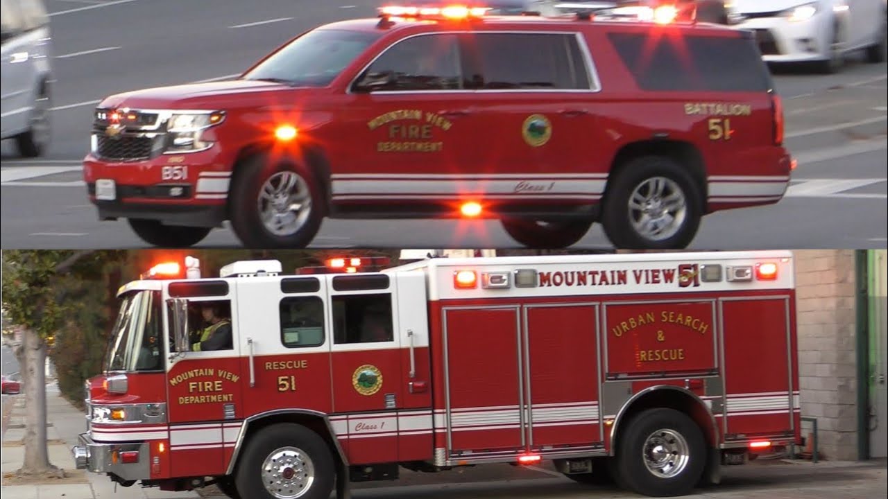 Mountain View FD Battalion 51 and Rescue 51 Responding - YouTube