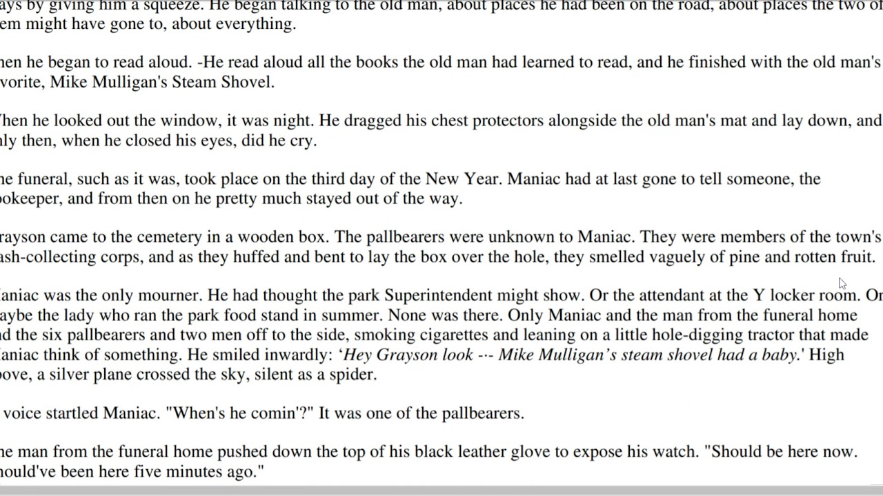 Maniac Magee Chapter 32 - YouTube