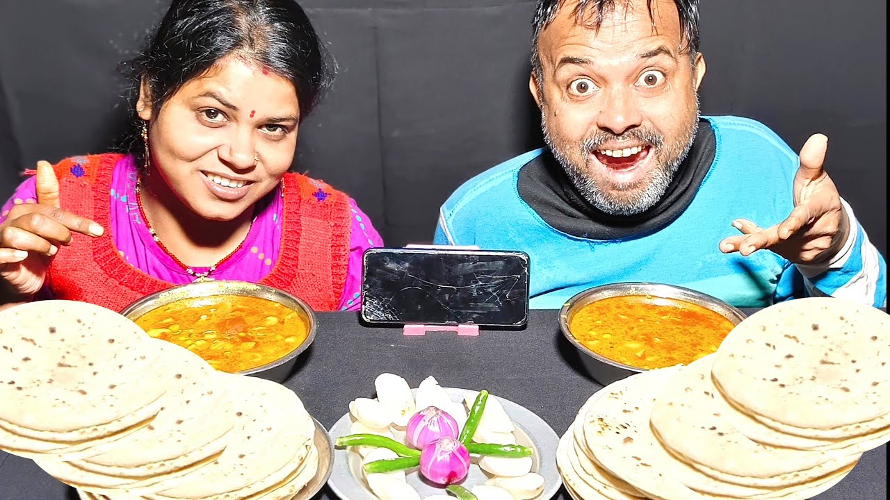 Eating Challenge With Aloo Mator ka Sabzi, Roti || Chapati Sabji ...