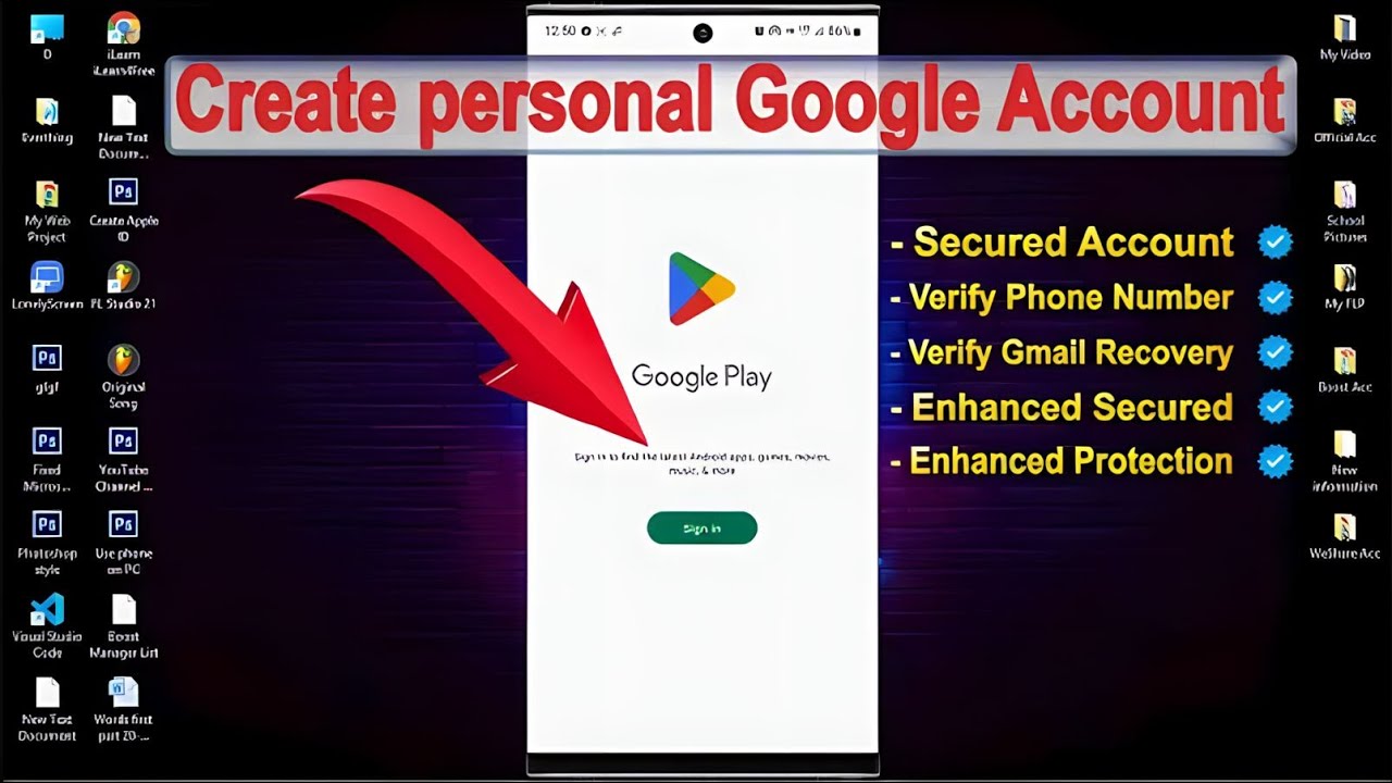 How to create Google Account and Secured on Smartphone Full Tutorials ...