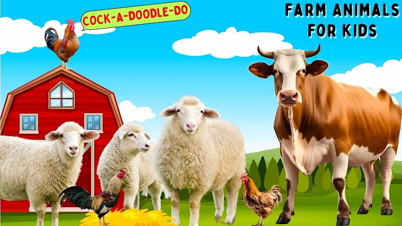 Farm Animals for kids, Animal Sounds, Learn English Spelling, Kids ...