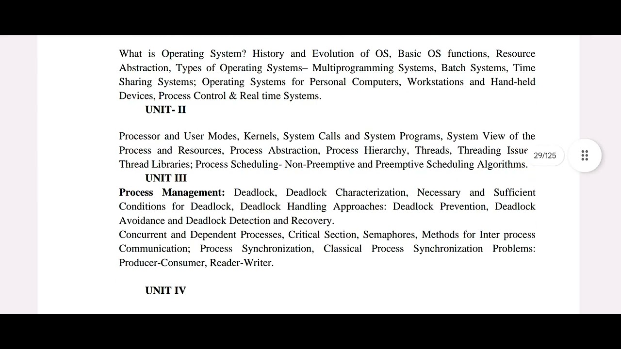 Degree II Year - Semester III - Bsc Computer science - Operating system ...