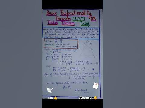 proof of BPT (Basic proportionality Theorem) OR Thales theorem (class-10th) - YouTube