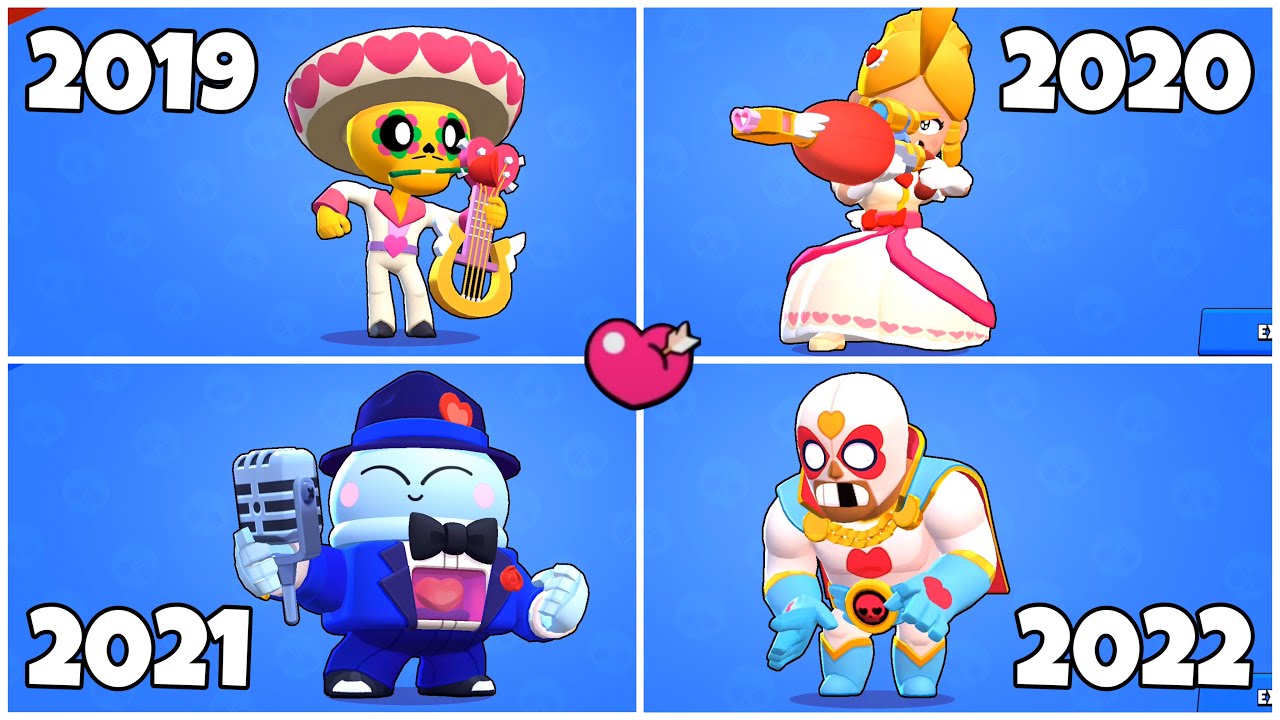 ALL VALENTINE'S DAY SKINS ANIMATION - BRAWLENTINE (2019-2022) | Brawl ...