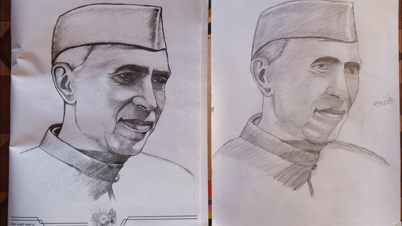 how to draw jawaharlal nehru ji drawing | zaif art jawaharlal nehru ...
