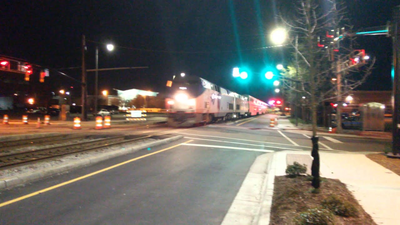 Amtrak P053-15 AutoTrain absolutely screaming thru Fayetteville NC ...