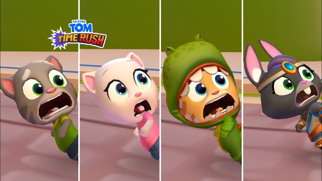 Talking Tom Time Rush - Talking Tom vs Talking Angela vs Dino Ginger vs ...