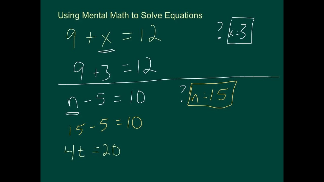 Equations and Mental Math - YouTube