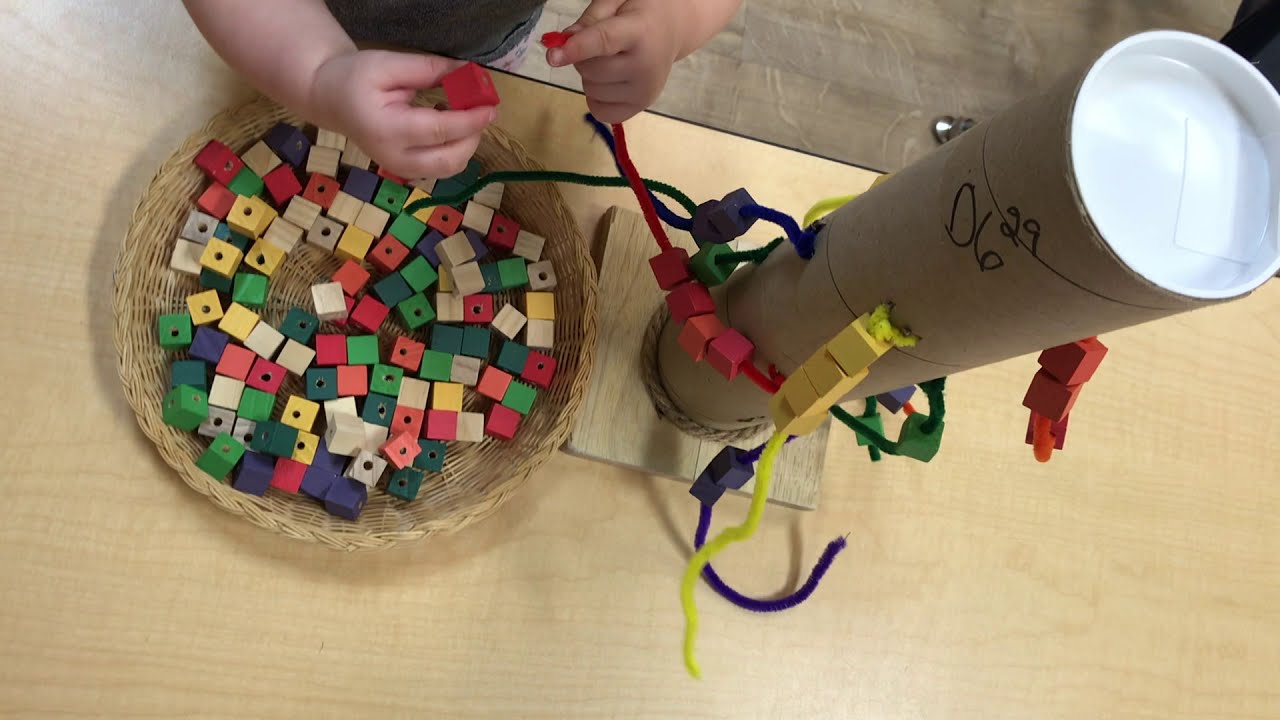 DIY Threading Wooden Block Cubes Stand | Matching Colours | Reuse ...