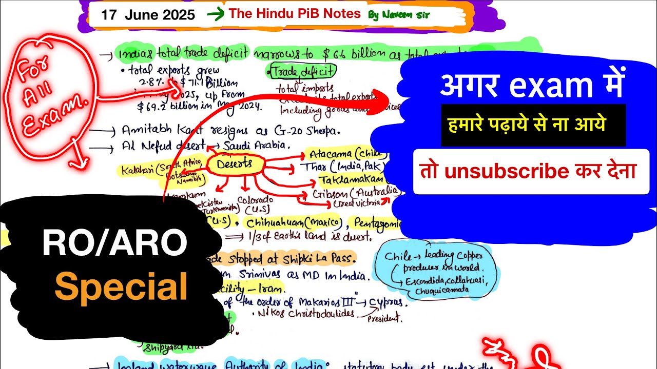 17 June 2025 The Hindu Notes | 🔥Ro/Aro Special Current Affairs 🔥Pib ...