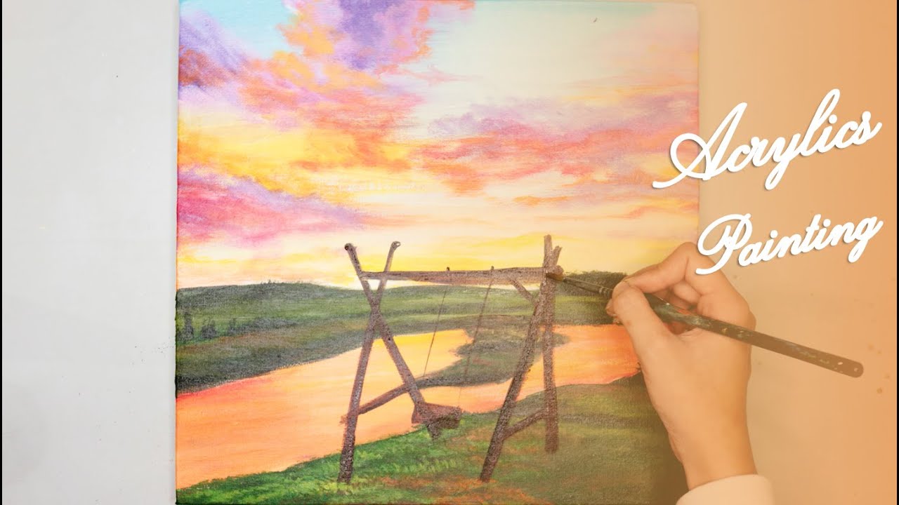 Acrylics Painting #121 Step by Step Draw Flames Of Sunset Acrylic ...