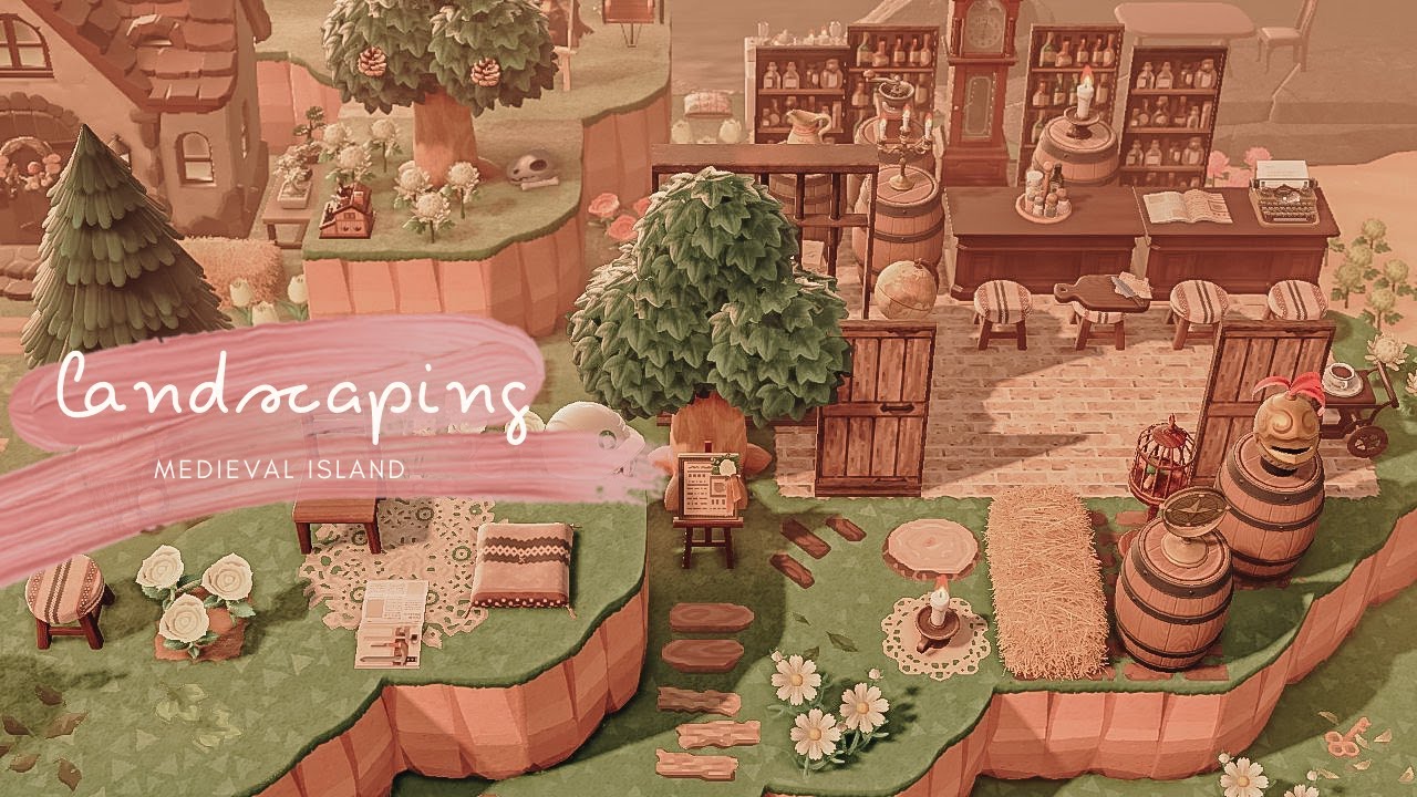 landscaping my medieval village-themed island! | animal crossing: new ...