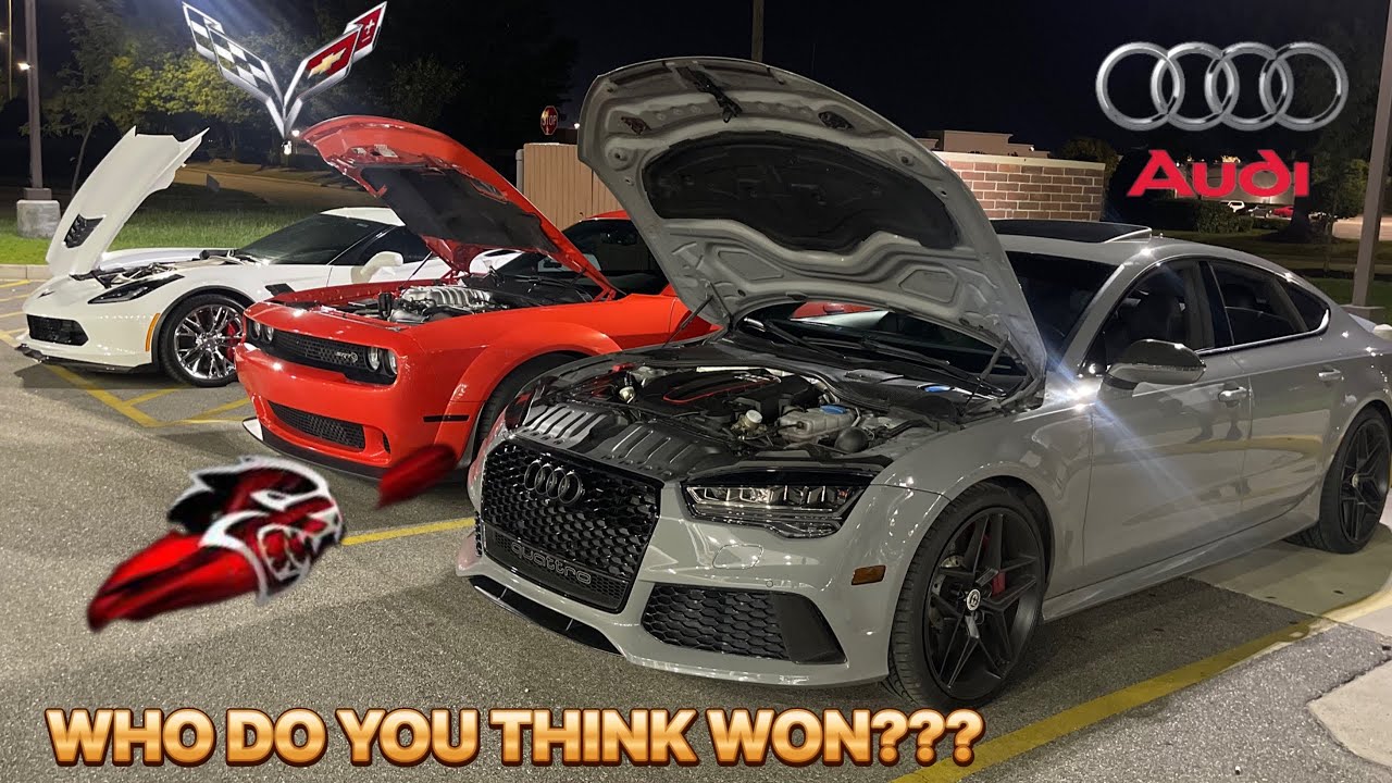 Helllcat vs Corvette C7 Z06 vs AUDI RS7 - YouTube