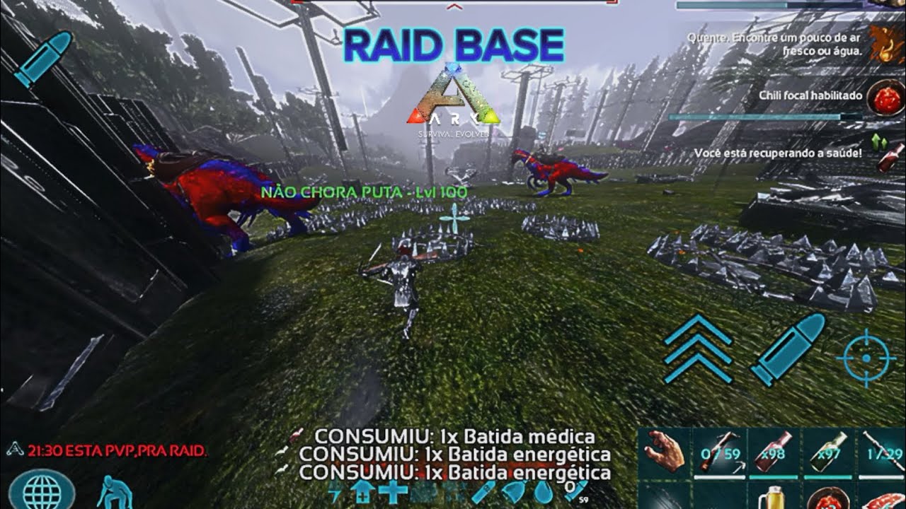 Ark Mobile raiding this mega base and killing the players - YouTube