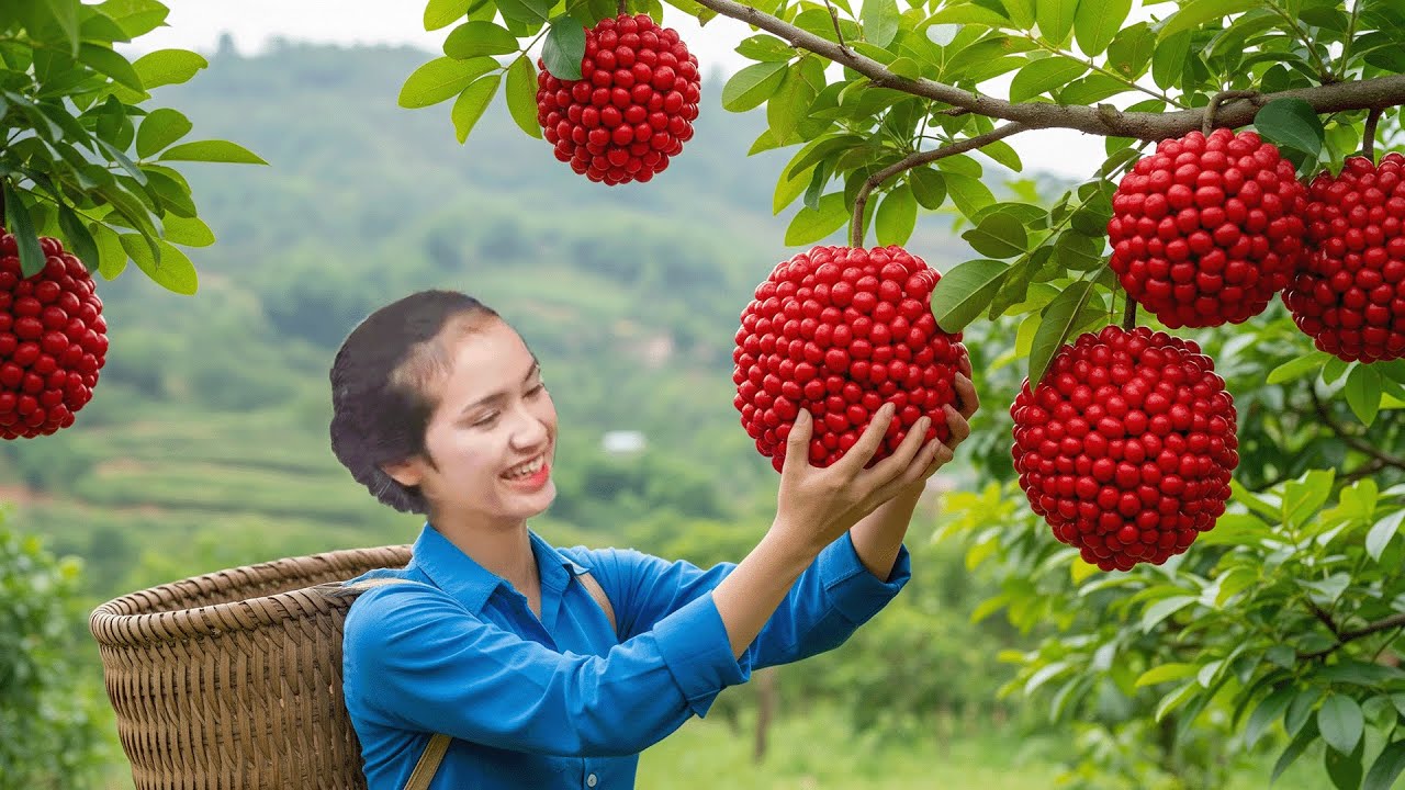 REWIND TIME -- Harvesting So Many Red Baccaurea in the Wild Forest ...