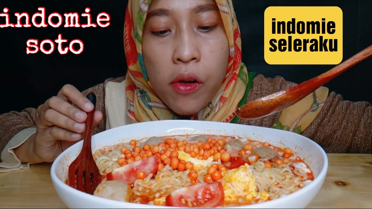 Mukbang indomie | indomie kuah soto pedas gila||mie campur bakso telor ...