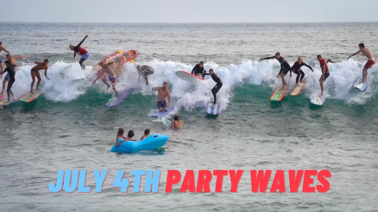 Surfing PARTY Waves in San Diego July 4th 2021 - YouTube
