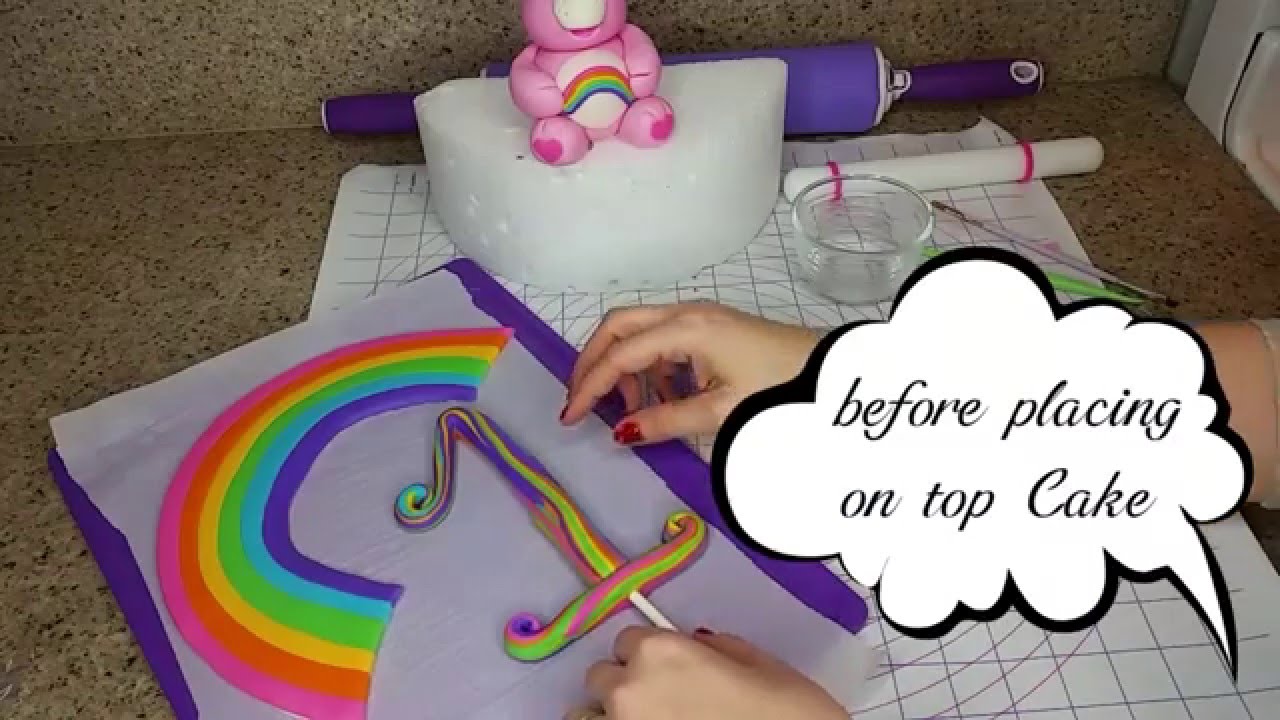 How to make a nummber fondant rainbow cake topper - YouTube