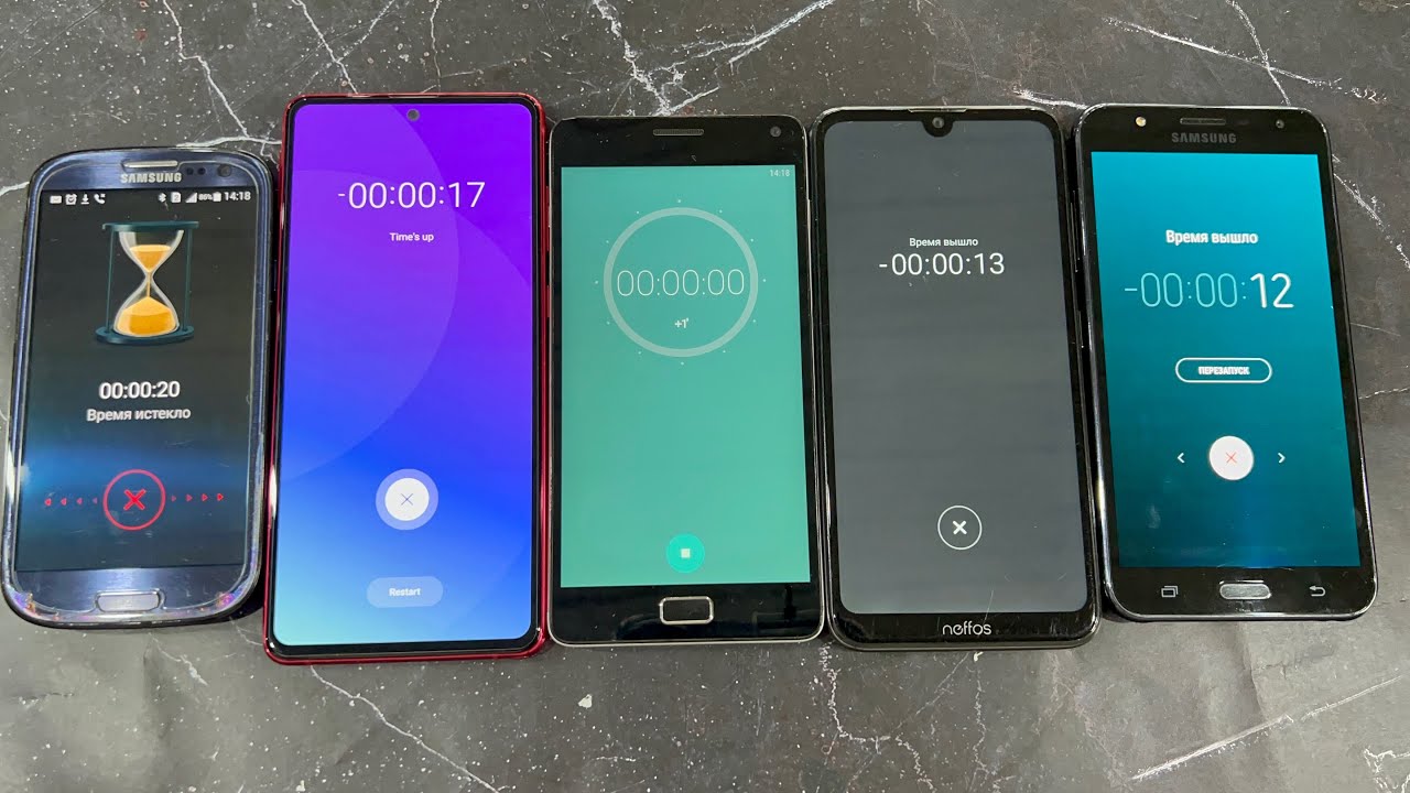 Timer Five Phones Samsung Galaxy Note10 & Lenovo Vibe vs Samsung J7 Neo ...