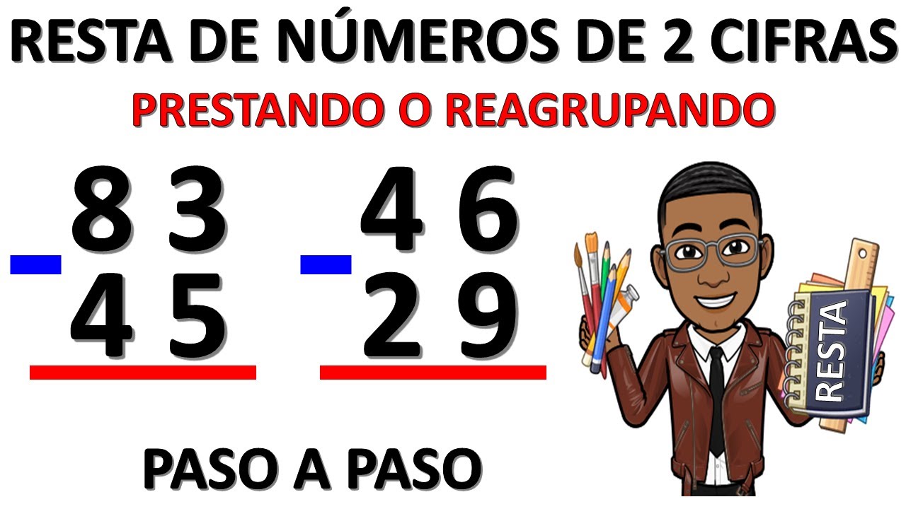 RESTA DE NUMEROS DE DOS (2) CIFRAS PRESTANDO PARA NIÑOS DE PRIMARIA ...