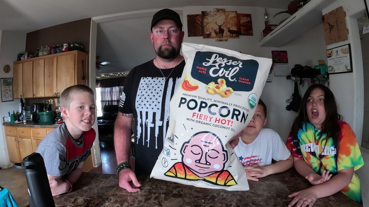 Lesser Evil Firery Hot Popcorn - YouTube