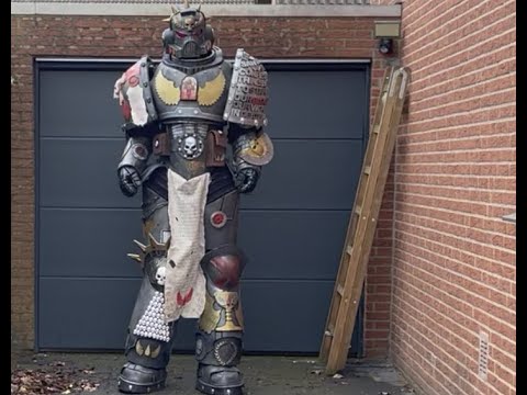 Warhammer 40k Space Marine Cosplay "suit up" and walking test - YouTube