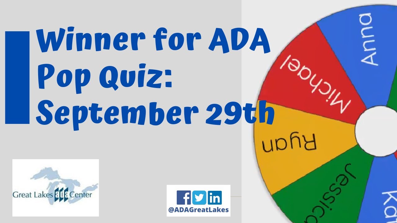 ADA Pop Quiz Winner: September 29 - YouTube