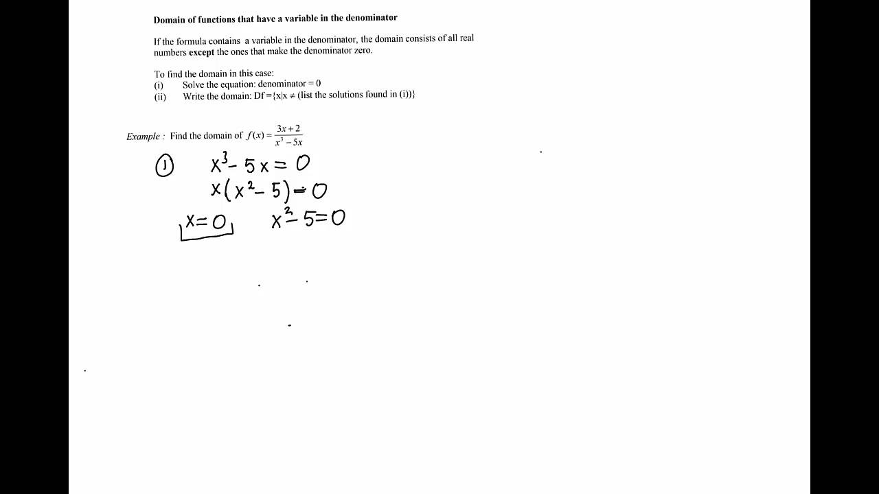 Domain of Functions with Variable in Denominator - YouTube