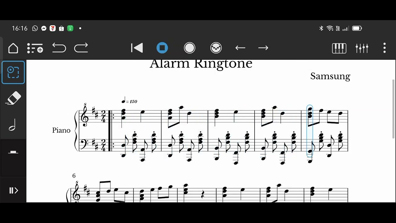 Samsung Alarm Ringtone Homecoming - Piano Sheet Music - YouTube
