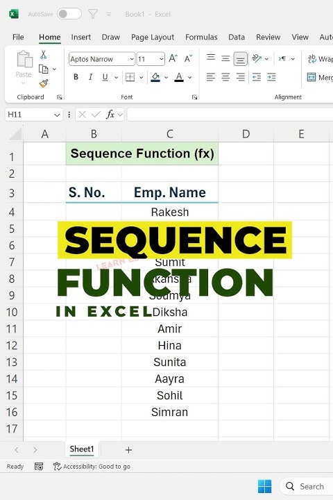Sequence Function in Excel 🚀🤯💯 #ExcelTips #SequenceFunction #ExcelTutorial - YouTube
