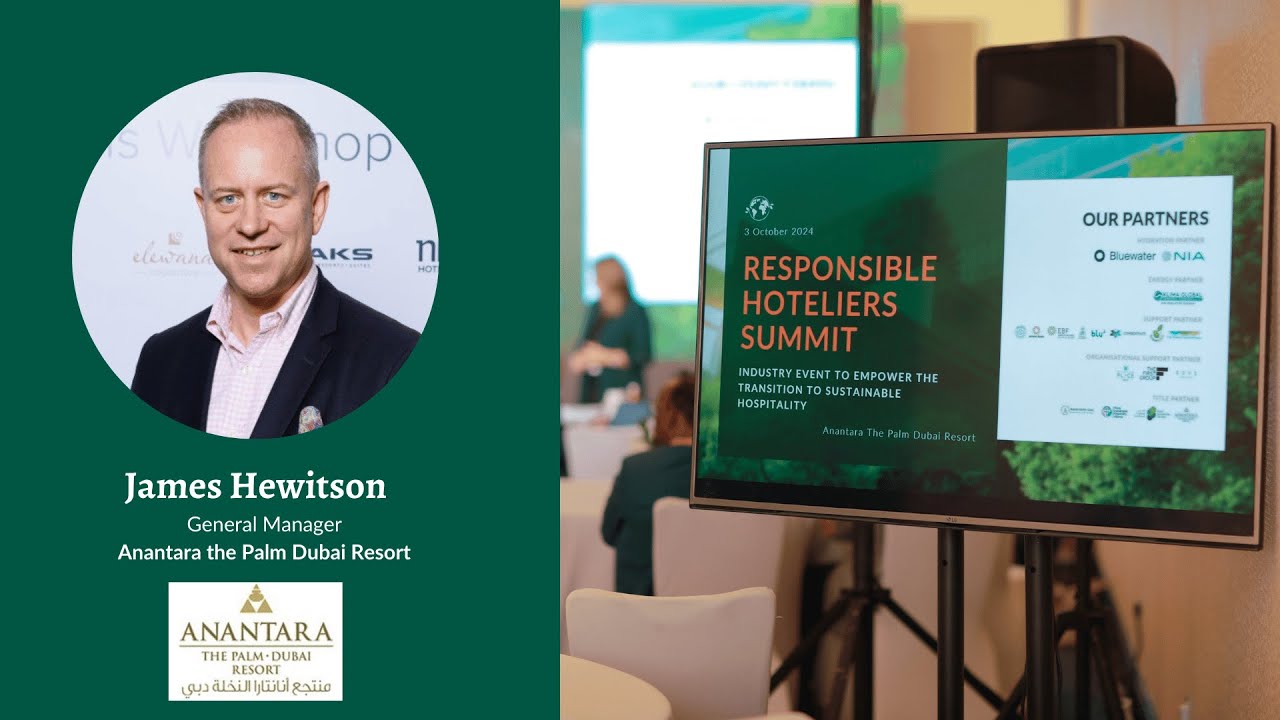 James Hewitson, GM of Anantara the Palm Dubai Resort speaks at the ...