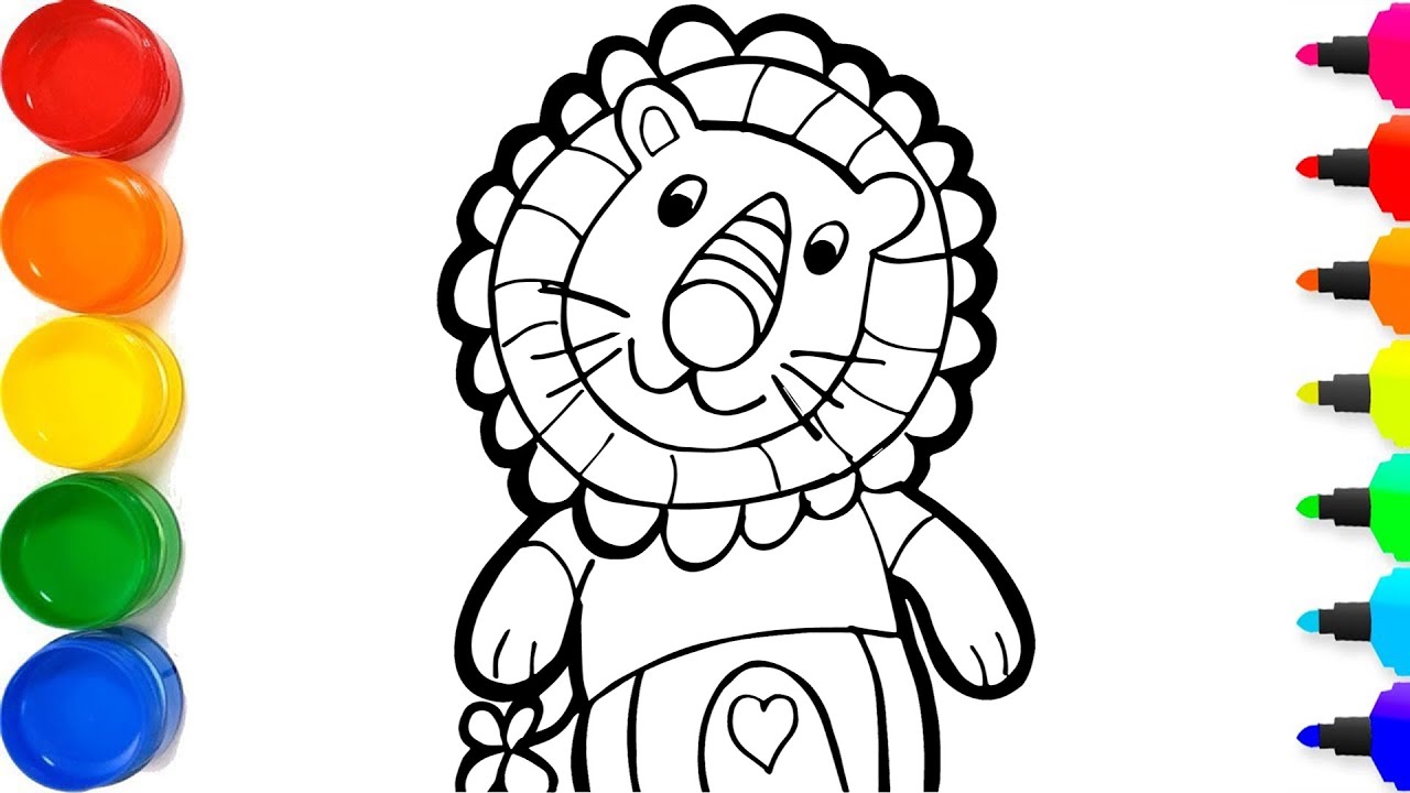 Menggambar, Melukis, Mewarnai Singa Anak untuk anak-anak | Glitter Lion ...