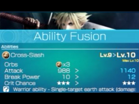 Upgrading Cloud DISSIDIA FF Cross Slash to level 10 - Mobius Final ...