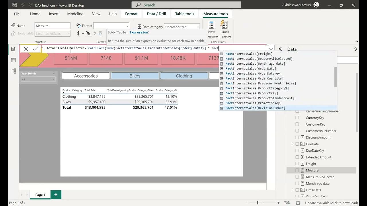 How to use AllSelected function in Power BI - YouTube