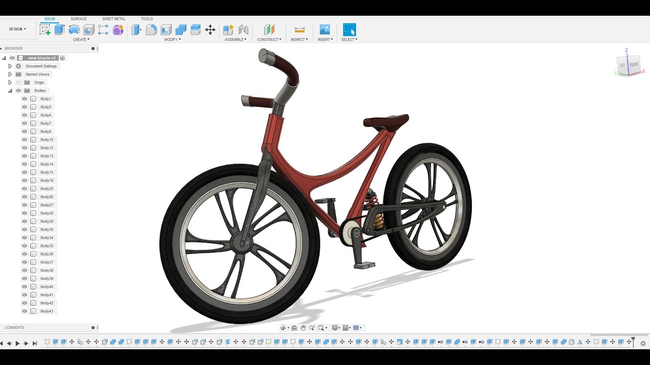 Bicycle design fusion360 (full tutorial part2) - YouTube