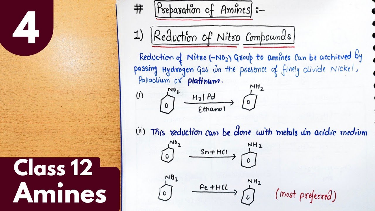 4) Preparation of amines| Reduction of Nitro compound| Ammonolysis of ...