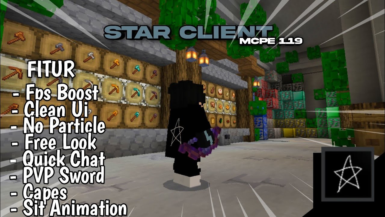 Bestt!!! Star Client Mcpe 1.19+ (Fps Boost, Pvp Sword, Free Look, Add ...