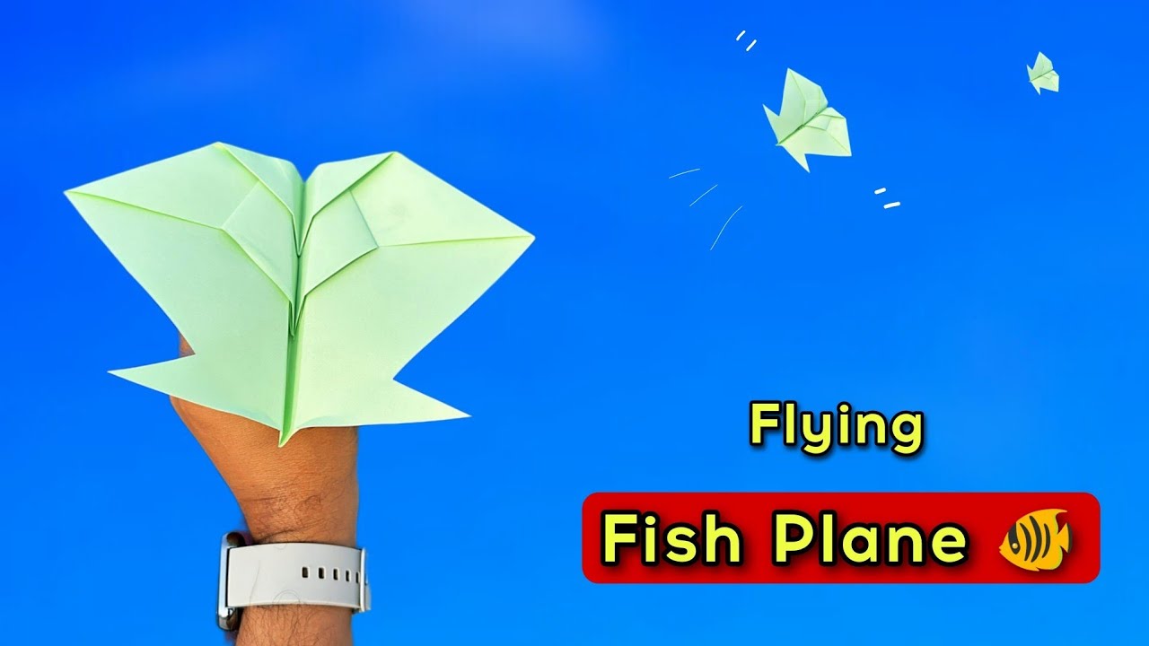 flying paper fish plane, how to make new fly plane, best paper flying ...