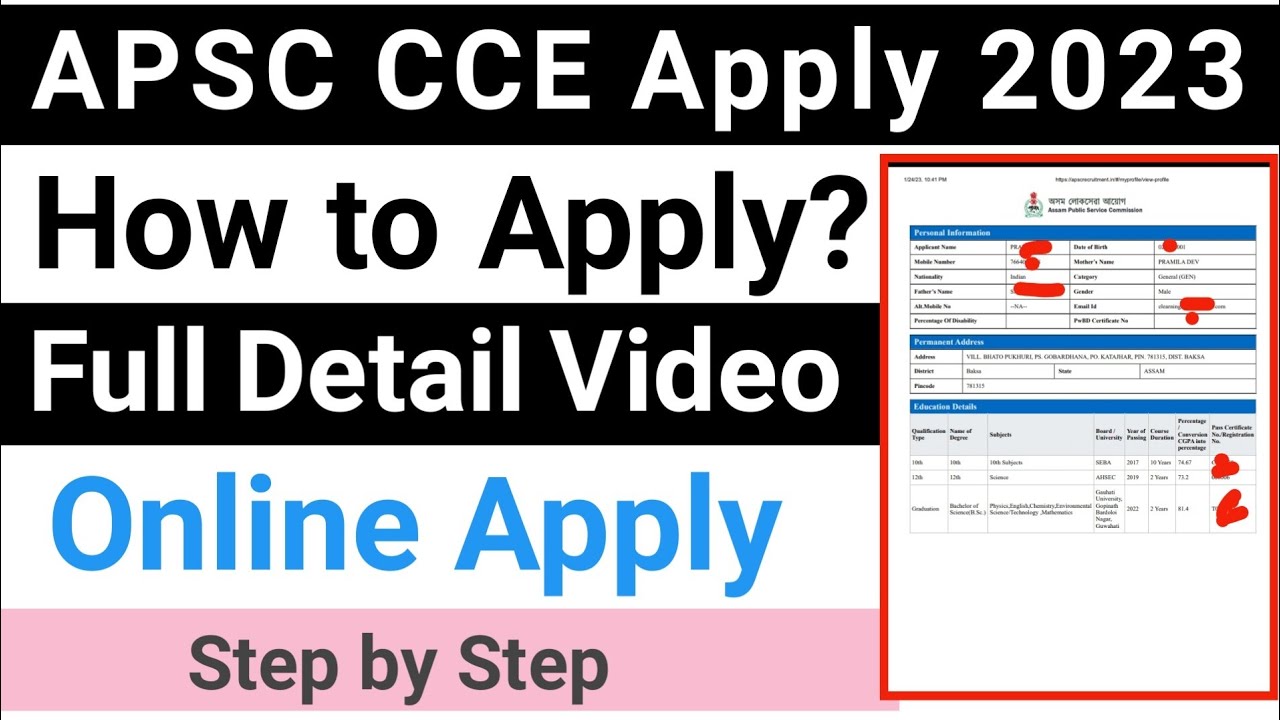 APSC CCE Online Apply 2023 | Apsc cce form fillup by Pranjit Dev ...