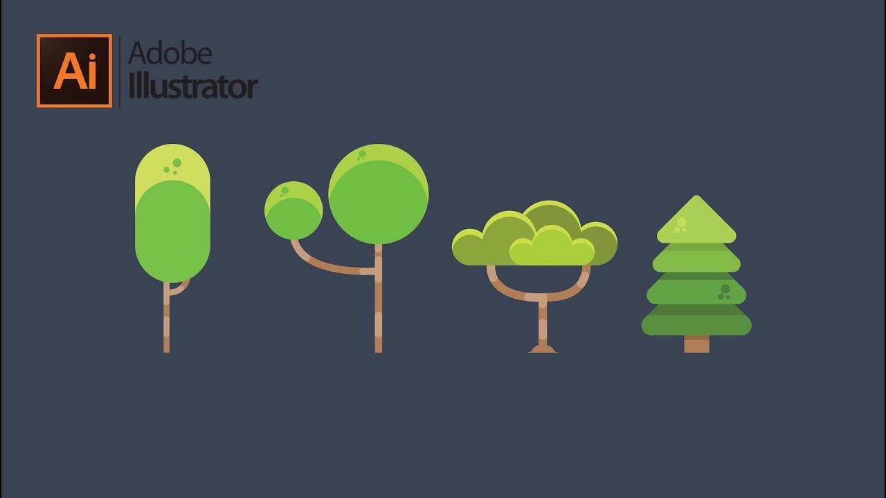 Flat Design Trees Tutorial In Adobe Illustrator Youtube