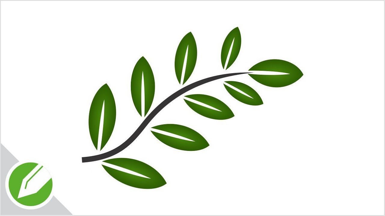 Green leaf Drawing with CorelDraw | Flat Vector Style | Drawing ...