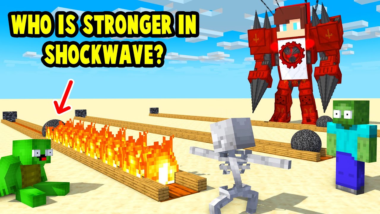 Monsters & Herobrine vs Titan JJ and Mikey WHO IS STRONGER IN SHOCKWAVE ...