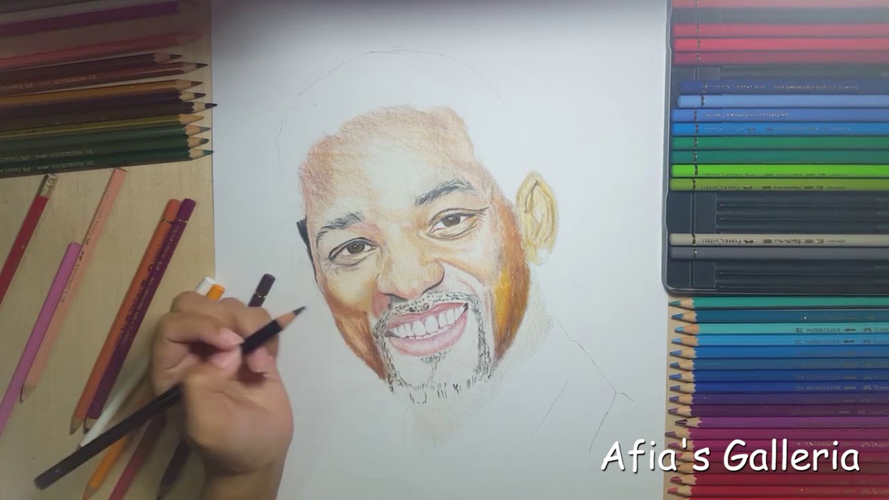 Will Smith sketching with color pencil | Afia's Galleria - YouTube