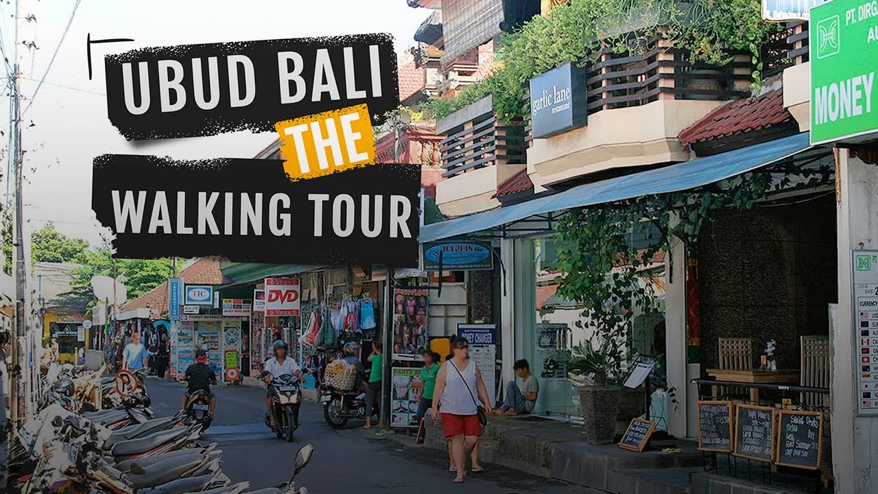 Walking Tour through Culture Center of Ubud, Bali, Indonesia - Long ...