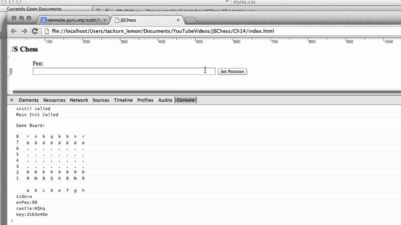 Programming A Chess Engine In Pure Javascript Part 14 Set Fen From The Gui Youtube