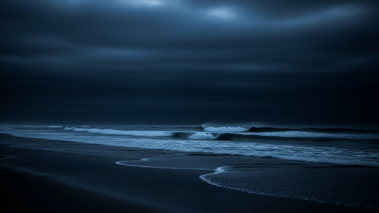 Gentle Sea Waves at Night | Dark Screen for Calm Breathing and Mental ...