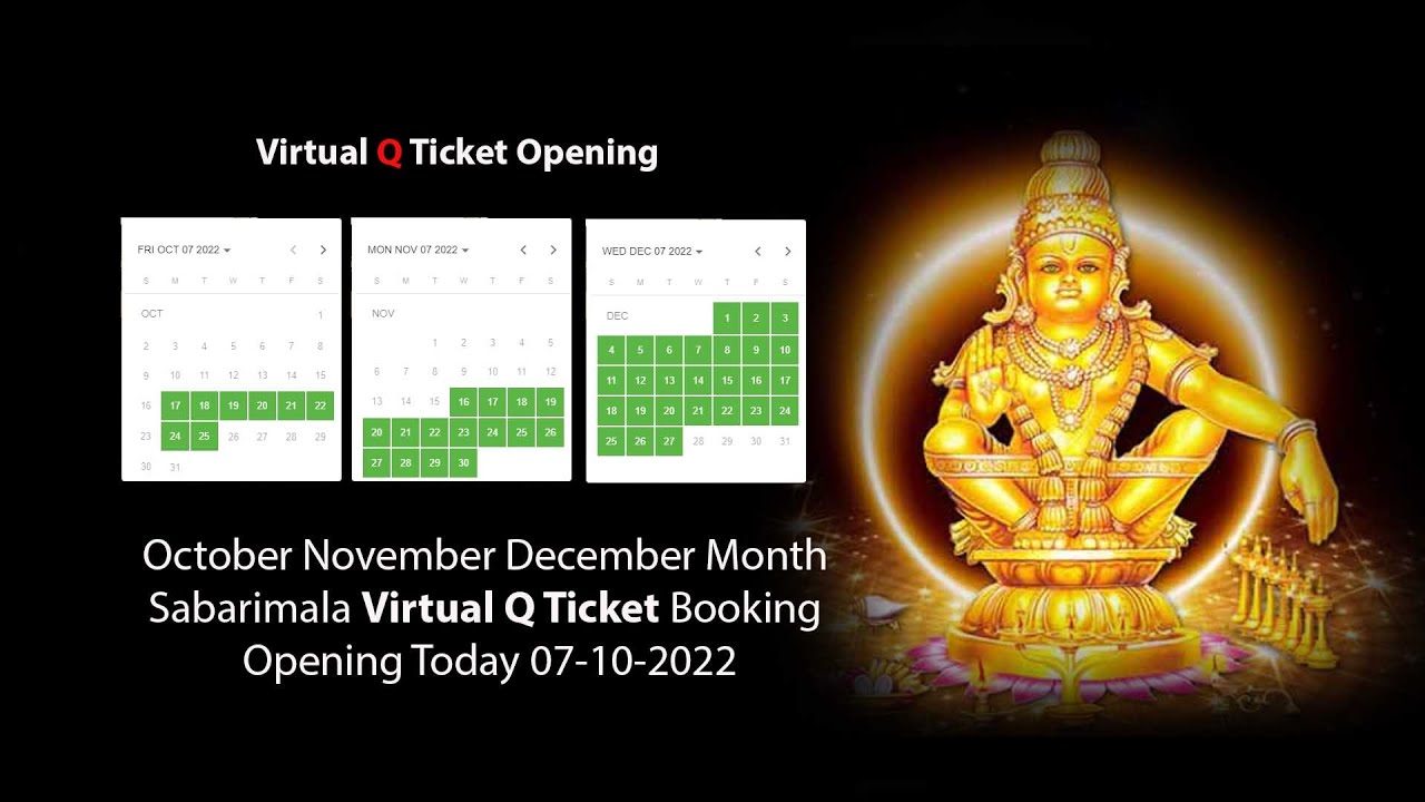 Oct Nov Dec Month Sabarimala Virtual Q ticket booking open 07-10-2022 ...