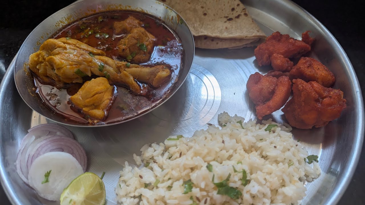 Chicken Thali | Maharashtrian Chicken Thali | Khandeshi Chicken Thali ...