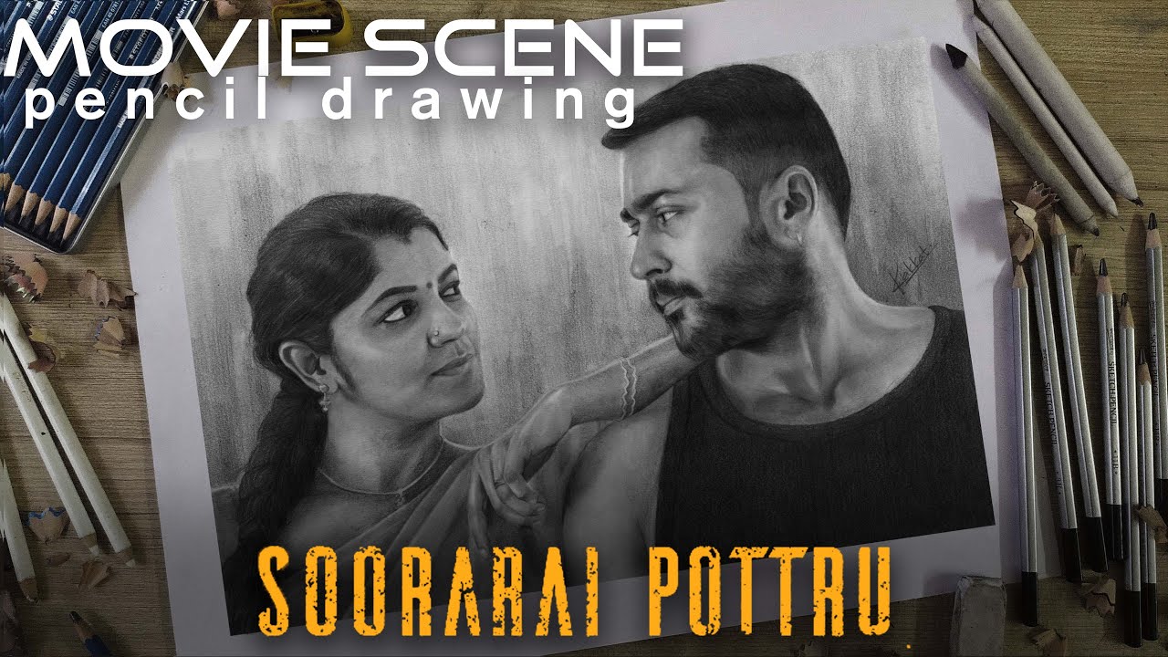 Soorarai Pottru Movie scene | Realistic pencil drawing | Suriya ...